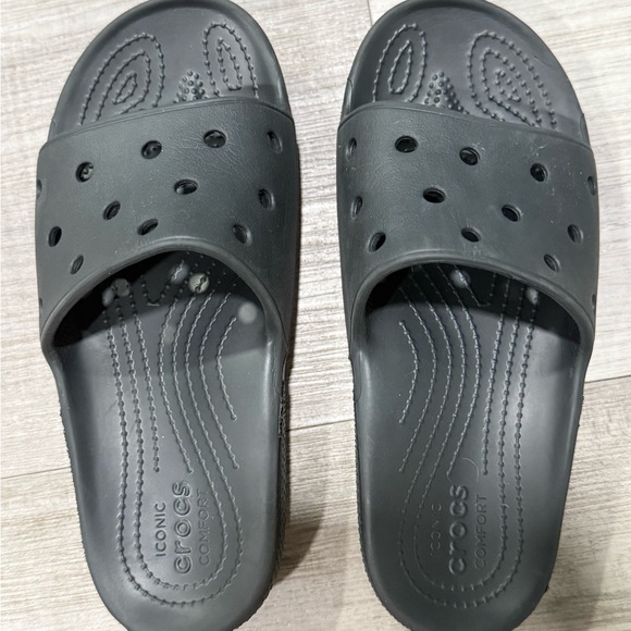 CROCS | Shoes | Crocs Iconic Comfort Black Slides Size M7w9 | Poshmark